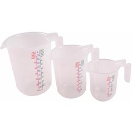 BURI Meßbecher-Set 3tlg. Küchenhelfer Messbecher Meßkanne Kunststoff 250/500/1000ml