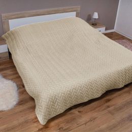 Bestlivings Tagesdecke xxl (220x240 cm) mit wattierter Zwischenlage (Creme) Bettüberwurf - ÖKO-Tex 100, Sommerdecke gesteppt - Steppdecke, Wendedecke - Creme