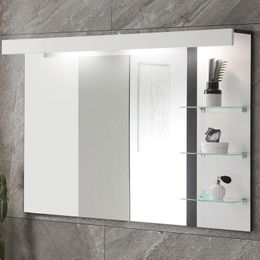 Lomadox - Beleuchteter Badspiegel mit seitlicher Ablage CHARLESTON-61 in weiß mit Absetzungen in schwarz, b/h/t: ca. 120/85/20 cm - schwarz