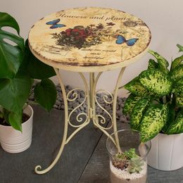 etc-shop - Bistro Tisch Deko Beistell Garten Außen Möbel Shabby-Look Blüten Schmetterling