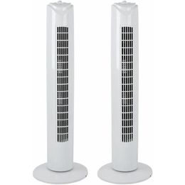 etc-shop Säulenventilator Turmventilator Kühltower Ventilator leise Turm oszillierend weiß, 3 Geschwindigkeitsstufen, 170cm Kabel, h 81 cm, 2er Set