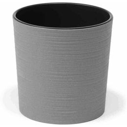 siena GARDEN - Pflanzgefäß eco Lens, grau, ø 30 x 30,5 cm Kunststoffgefäß mit Holzfaseranteil und Einsatz