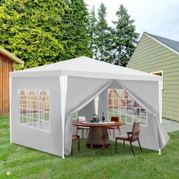 Pavillons 3x3m Gartenpavillon mit 4 Seitenteile weiß Partyzelt für Camping Hochzeit und Festival - HENGDA