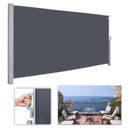 HENGDA Seitenmarkise-180 x 300 cm Anthrazit TÜV geprüft UV Reißfestigkeit seitlicher Sichtschutz sichtschutz für Balkon Terrasse ausziehbare markise