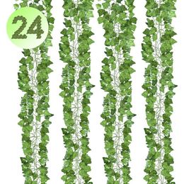 HENGDA Künstlich 24 Stück Efeugirlande Efeu Kunstpflanze Künstliches Hängend Efeu für Hochzeit Party Garten Wohnung Balkon