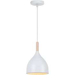 Nordic Modern Einfache Pendelleuchte Metall Holz Hängeleuchte Weiß Kronleuchter Lampenschirm