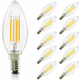 ZMH - 10 Stück led E14 Glühbirne Leuchtmittel: Warmweiß Lampe kerze 4W 2700K Filament Birne Retro Edison C35 Glühlampe Vintage Light Bulb Glas