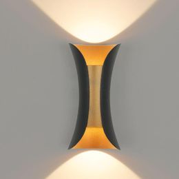 Aiskdan - Schwarze LED-Wandleuchte 10W, Wasserdicht IP65, High-Low-Effekt, Metall, Warmweiß 3000K Perfekt für Villa, Korridor