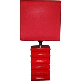 King Home - tischlampe rot Keramik rechteckige Basis 14x11x29,5 cm