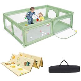 Costway Baby Laufstall mit 50 Bällen & 2 Türen, Laufgitter mit atmungsaktivem Netz und Reißverschluss, Laufgitterzelt für Säuglinge und Kleinkinder, 205 x