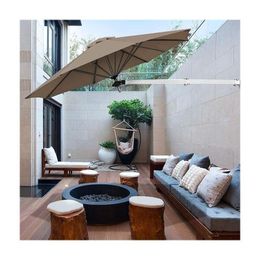 Costway - 247cm Sonnenschirm für die Wand, Wandschirm kippbar, Balkonschirm mit verstellbarer Aluminiumstange, wandmontierter Gartenschirm für
