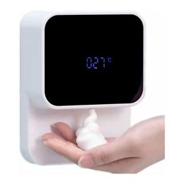 Qiedie - Induktions-Wandmontierter automatischer Seifenspender, Infrarot-WC, Handwaschmaschine, LED-Anzeige, Schaumwaschmaschine, intelligenter