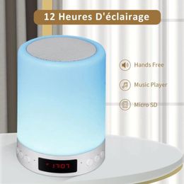 Minkurow - Bluetooth-Nachtlicht-Lautsprecher, leuchtender Bluetooth-Lautsprecher, Kinder-Nachtlicht, wiederaufladbare 7-Farben-Wecker-Nachttischlampe