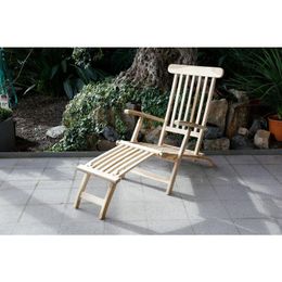 BURI Teak-Deckchair natur unbehandelt Liegestuhl Gartenliege Sonnenliege Relaxliege Klappliege Gartenstuhl Strandliege Sonnenstuhl Relaxstuhl Faltstuhl