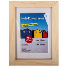 Holz-Fotorahmen 13x18cm 2er Pack versch. Farben Bilderrahmen Rahmen Bilder Foto - natur