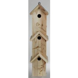 BURI - 6x 3er Vogelhochhaus 15x60x13cm aus Holz Garten Nistkasten Brut Vögel