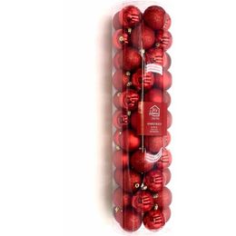 BURI Weihnachtsbaumkugeln rot 55-tlg Christbaumschmuck Baumschmuck Christbaumkugeln