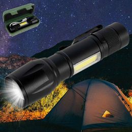 Minkurow - Leistungsstarke wiederaufladbare USB-LED-Taschenlampe, 300 Lumen Ultrastarke Taktische Militärische Zoombare 3 Modi Beleuchtung für