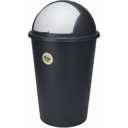 Spetebo Xxl Abfalleimer mit Schiebedeckel schwarz - 50 l - Runder Mülleimer mit Kuppel Deckel recycelbar