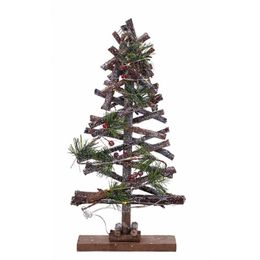 Spetebo - Holz led Weihnachtsbaum 37 cm - mit Zweigen und Glitzer