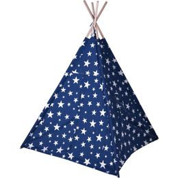 Spetebo Kinder Spielzelt 160 cm - blau / weiß - Tipi Deko Zelt Mädchen Kinderzimmer Zelt