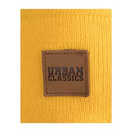 Urban Classics Beanie Unisex Synthetic Leatherpatch Long Beanie (1-St), gelb