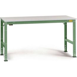 Manuflex LU4073.6011 ESD ESD-Arbeitstisch UNIVERSAL Standard Grundtisch mit Kautschukplatte, BxTxH = 1500 x 1200 x 760-870 mm Resedagrün (RAL 6011)