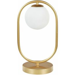Beliani Tischlampe Gold Weiß aus Metall Glas Rund Kugel Form Nachttischlampe Tischleuchte für Schlafzimmer Wohnzimmer Flur - Gold