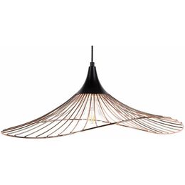Beliani Hängeleuchte Kupfer Metall Glühbirnen-Optik Schirm mit Gitter in Trichterform für Wohnzimmer Esszimmer Minimalistischer Stil - Schwarz