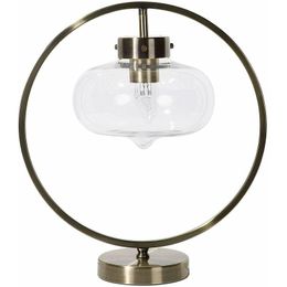 Beliani Tischlampe Gold und Schwarz Metall 40 cm Lampenschirm Glas Kreisform Kabel mit Schalter Modernes Minimalistisches Design - Schwarz