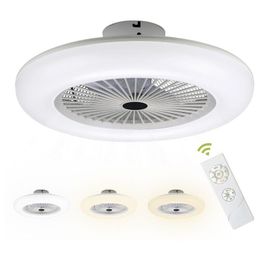 Deckenventilator 80w led mit Fernbedienung Licht Deckenlampe Fernbedienung Timer Dimmbar Smart-LED-Deckenleuchte - Weiß - HENGDA