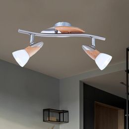 etc-shop Decken Strahler Holz Leuchte Wohn Zimmer Beleuchtung Glas Spot Lampe beweglich