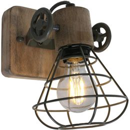 etc-shop Industrial Holz Wand Leuchte Käfig Lampe Spot verstellbar Filament im Set inkl. led Leuchtmittel