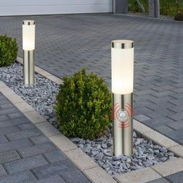 etc-shop - 2er Außen Lampen Steh Beleuchtung Edelstahl Bewegungsmelder Garten Stand Leuchten IP44
