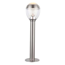 etc-shop Stehleuchte Sockelleuchte Außenlampe Wegeleuchte Gartenlampe Balkon, IP44, Edelstahl silber klar satiniert, 1x led 9W 750Lm 3000K, DxHxÜ 15x59x17cm