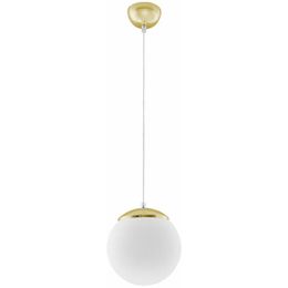 etc-shop Hängeleuchte weiß gold Stahl Glas Wohnzimmer Deckenleuchte Design weiß Kugellampe, 1x E27, DxH 20x80 cm