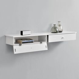 [en.casa] - Wandregal Larvik 60 x 24 x 12,6 cm 2er Set mit Staufach Weiß en.casa - Weiß