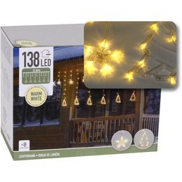 LED Lichtervorhang Gardinenstange Weihnachtsdeko warmweiß IP44 indoor outdoor Lichterkette Bäume mit 138 LEDs