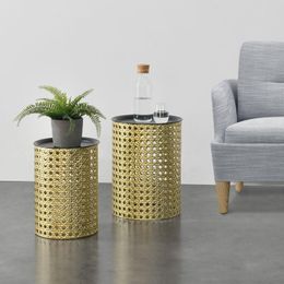 [en.casa] - Beistelltisch Theux 2er Set Schwarz/Goldfarben en.casa - Gold