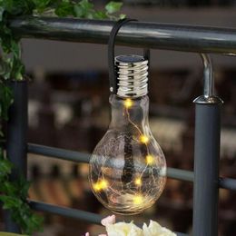 etc-shop Led Solar Außen Pendel Leuchte Glühbirnen Design Crackle Glas Terrassen Decken Hänge Lampe