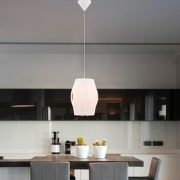 etc-shop Pendelleuchte Deckenlampe Essbereich Hängeleuchte mit einem weißen Lampenschirm, Metall Kunststoff, 1x E27, DxH 30x150 cm, Wohnzimmer