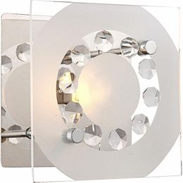 etc-shop Wandleuchte Wandlampe Kristallleuchte Wohnzimmerleuchte Flurlampe chrom, Glas, G9, LxBxH 12x12x9 cm