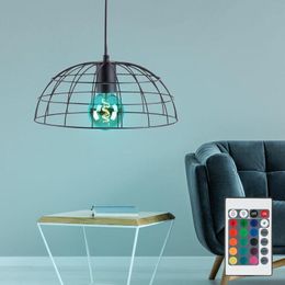 etc-shop Hänge Decken Lampe dimmbar Retro Käfig Pendel Lampe Fernbedienung im Set inkl. rgb led Leuchtmittel