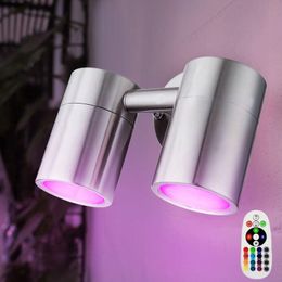 etc-shop - Edelstahl Wand Leuchte Außen Lampe beweglich Fernbedienung im Set inklusive rgb led Leuchtmittel