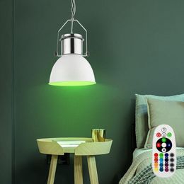 etc-shop - Chrom Hänge Lampe fernbedienung Wohn Zimmer Industrie Pendel Leuchte dimmbar im Set inkl. rgb led Leuchtmittel