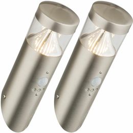 etc-shop - 2er Set led Außen Wand Leuchten Bewegungssensor Garten Hof Edelstahl Strahler