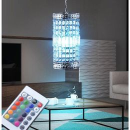 etc-shop LED Pendelleuchte dimmbar mit Fernbedienung Hängelampe Kristall Hängeleuchte Pendellampe Wohnzimmer, RGB Farbwechsel, Stahl Acryl, 8,5W 806lm
