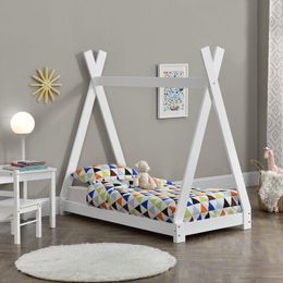Kinderbett Onejda in Tipi-Design Weiß 70x140 cm [en.casa] Weiß Matt