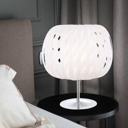 etc-shop Tischleuchte Tischlampe Kugel-Design Chrom Weiß 30 cm Wohnzimmer Schlafzimmer