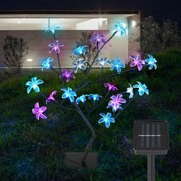 etc-shop Solarlampen für Außen Garten Deko Solarleuchte Außenbereich Stecklampe im Baum Design, Erdspieß Blüten Baum, led, h 60 cm
